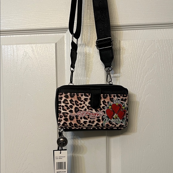 Ed Hardy | Bags | Nwt Ed Hardy Cheetah Wallet Crossbody Bag Double ...